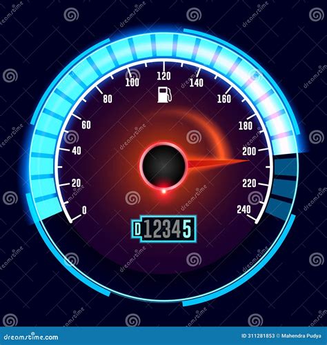 Speedometer Bar With Dazzling Blue Light And Attractive Design Stock