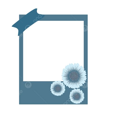 Blue Floral Polaroid Frame Polaroid Set Polaroid Blue Polaroid Art Png Transparent Clipart
