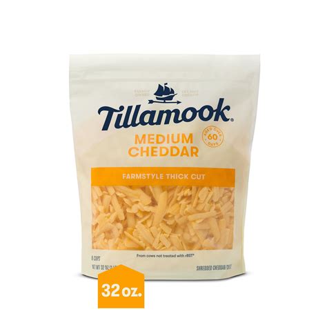 Tillamook Farmstyle Shredded Medium Cheddar Shredded Cheese 32 Oz