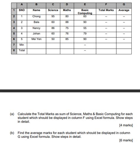 Solved A Calculate The Total Marks As Sum Of Science Chegg Com