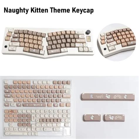 Naughty Kitten Theme Keycap Set Pbt Dye Sublimation Cute Cat Keyboard Cap New K4 £19 12