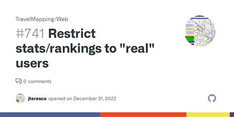 Restrict Statsrankings To Real Users · Issue 741 · Travelmapping