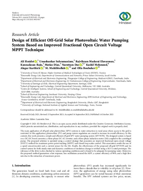Pdf Design Of Efficient Off Grid Solar Photovoltaic Water Pumping System Based On Improved