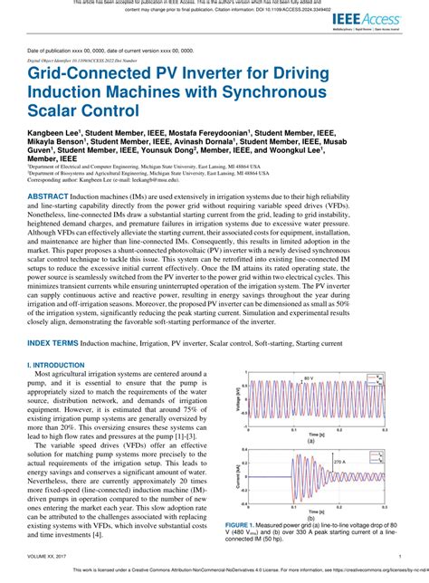 Pdf Grid Connected Pv Inverter For Driving Induction Machines With Synchronous Scalar Control