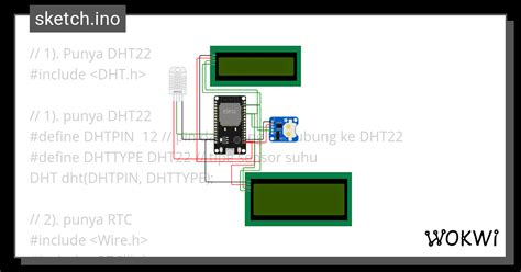 Sensor Suhu Dht22 I2c 16x2 I2c 20x4 Wokwi Esp32 Stm32 Arduino