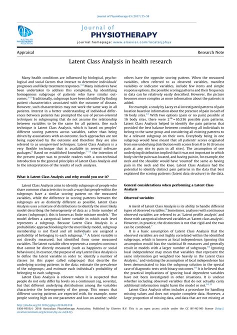 Pdf An Introduction To Latent Class Analysis In Health Research