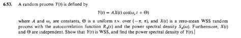 Solved A Random Process Y T Is Defined By Chegg Com