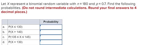 Solved Let X Represent A Binomial Random Variable With N