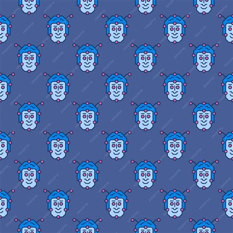 Premium Vector Ai Face Vector Robot Head Concept Modern Seamless Pattern