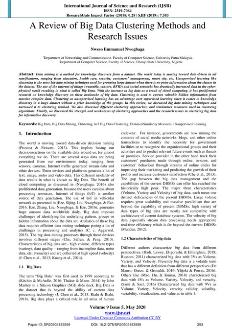 Pdf A Review Of Big Data Clustering Methods And Research Issues