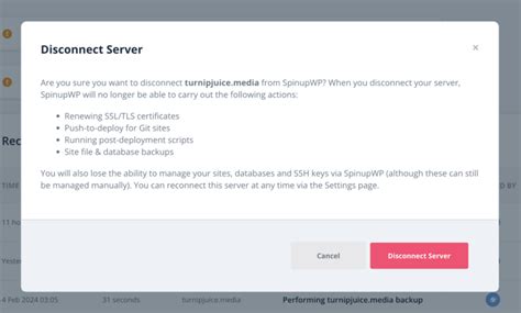 Disconnected Servers SpinupWP