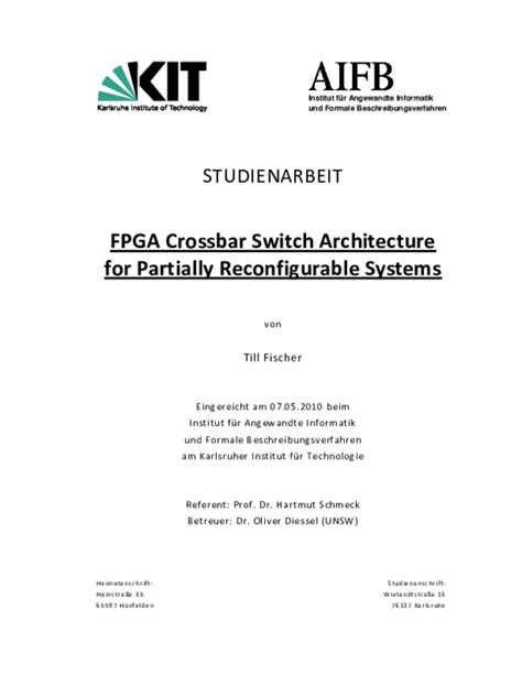 Pdf Fpga Crossbar Switch Architecture For Partially Reconfigurable Systems