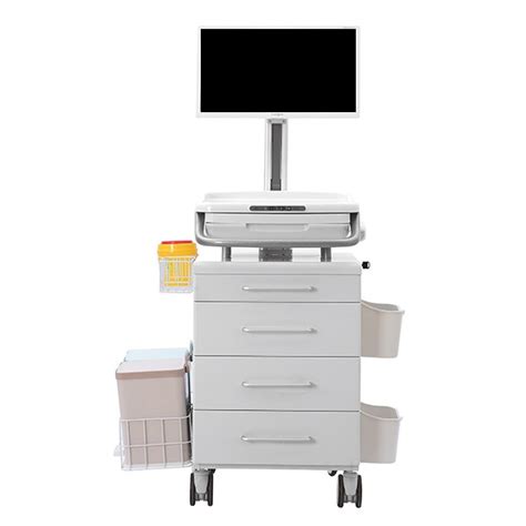 Ergonomic Medical Computer Cart With Locking Wheels Hospital Use