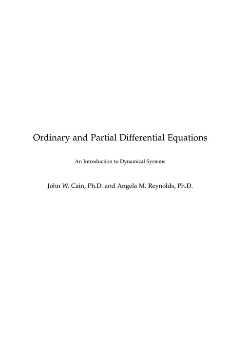 SOLUTION Ordinary And Partial Differential Equations Studypool