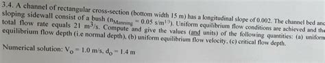 Solved A Channel Of Rectangular Cross Section Bottom Chegg