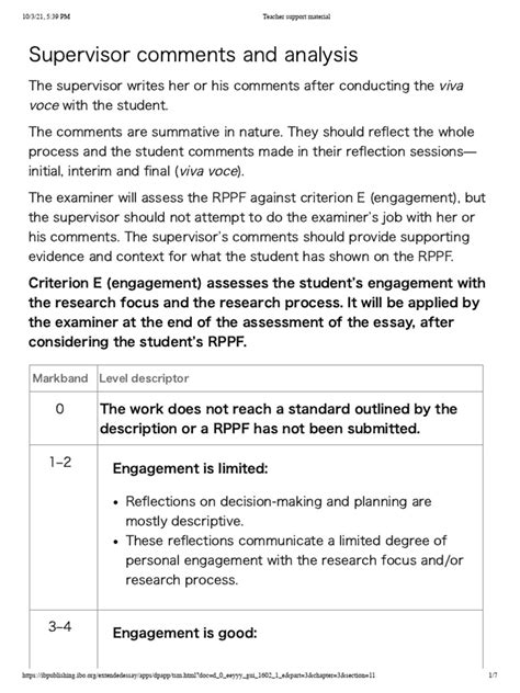 Supervisor Comments Examplars On The Ee Pdf Teachers Lebanon