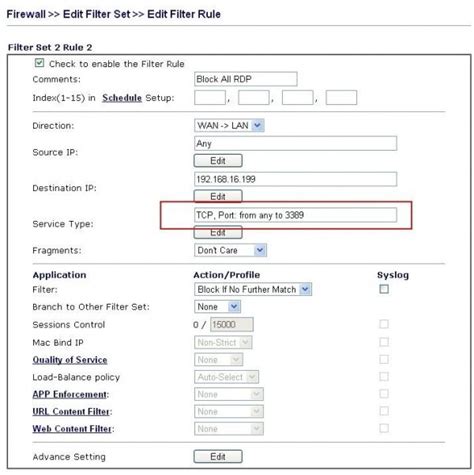 how to configure vigor router to only allow rdp access from one source ip draytek faq