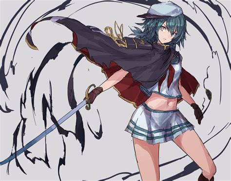 Safebooru 1girl Brown Gloves Cape Cutlass Eyepatch Eyepatch Removed