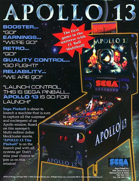 Apollo 13 Pinball Machine Game Room Planet