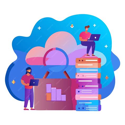 Data Analysis And Cloud Computing Concept With Servers And Users