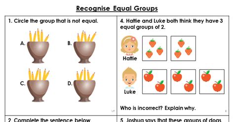 Equal Groups Word Problems Worksheets