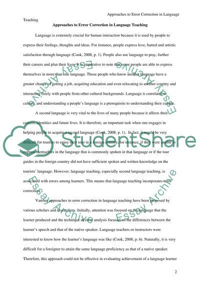 Approaches To Error Correction In Language Teaching Literature Review Example Topics And Well