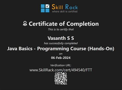 Vasanth S S On Linkedin Exciting I Have Finished My Java Course On The Skillrack Platform It