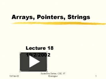 PPT Arrays Pointers Strings PowerPoint Presentation Free To