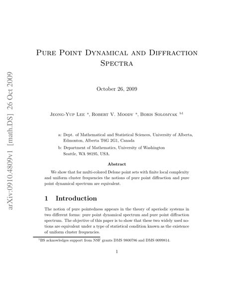 Pdf Pure Point Dynamical And Diffraction Spectra