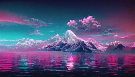 Edm 음악 Ai 렌더를 위한 별 Vaporwave 양식화된 3d 그림이 있는 공간의 추상 복고풍 미래 공상과학 신스웨이브 풍경