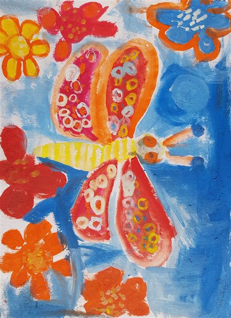 Бабочка рисунок детский красками гуашь 5 лет In 2024