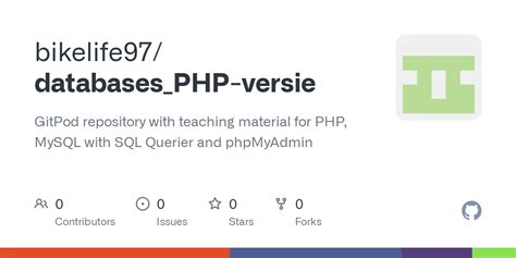 Github Bikelife97databasesphp Versie Gitpod Repository With