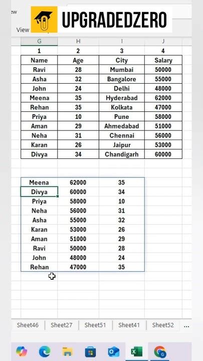 How To Use Sort With Choosecols Function In Excel Excel Super Trick Shorts Youtube