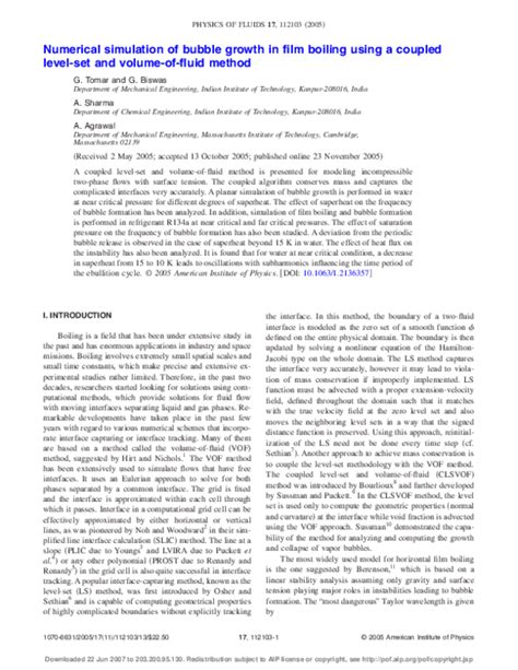 Pdf Numerical Simulation Of Bubble Growth In Film Boiling Using A Coupled Level Set And Volume