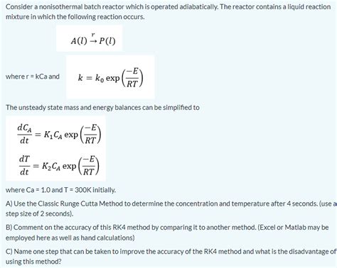 solved consider a nonisothermal batch reactor which is