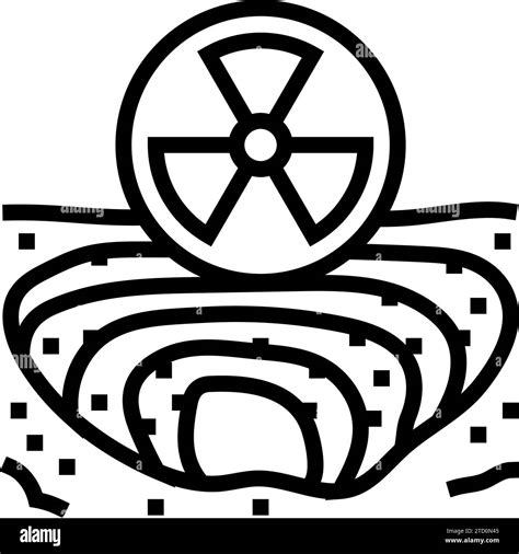 Uranium Mining Nuclear Energy Line Icon Vector Illustration Stock