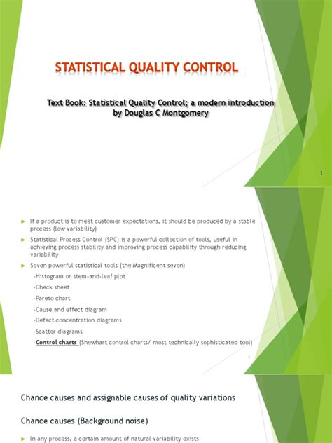 Overview Of Statistical Quality Control Pdf Standard Deviation