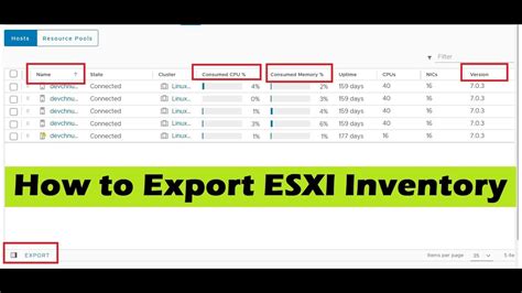How To Export Esxi Inventory In Vmware Vcenter Esxi