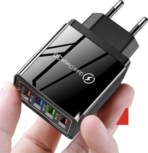 Snellader Quick Charger 3 0 4 Usb Poorten Zwart Bol