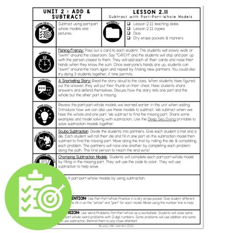Lucky To Learn Math Subtract With Part Part Whole Models Lesson 2