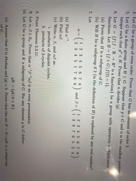 solved 4 let g be a group of even order prove that g has