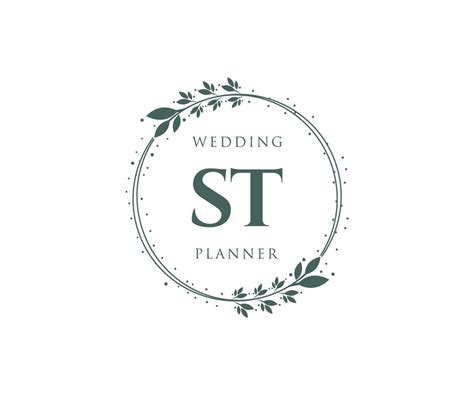 St Initials Letter Wedding Monogram Logos Collection Hand Drawn Modern Minimalistic And Floral