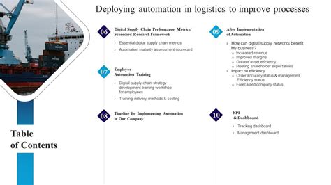 Table Of Contents Deploying Automation In Logistics To Improve
