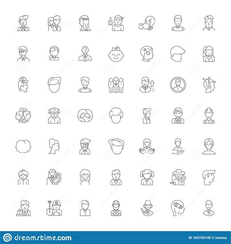 Characters Linear Icons Signs Symbols Vector Line Illustration Set 向量例证 插画 包括有 阿帕卢萨马 具体化