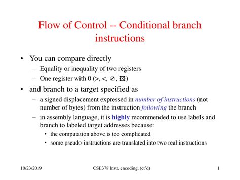 Ppt Flow Of Control Conditional Branch Instructions Powerpoint