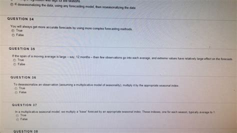 Solved Deseasonalizing The Data Using Any Forecasting