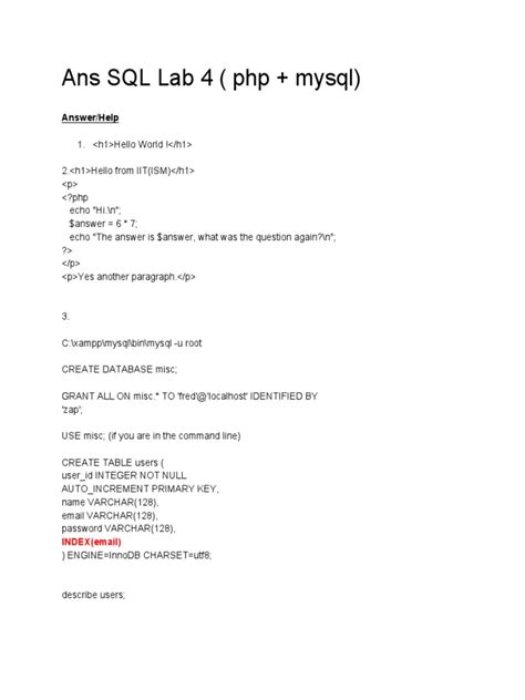 Connecting Php To Mysql Creating A Database And Tables Performing