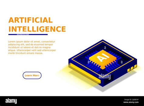 Artificial Intelligence AI Web Banner Isometric Cloud Computing