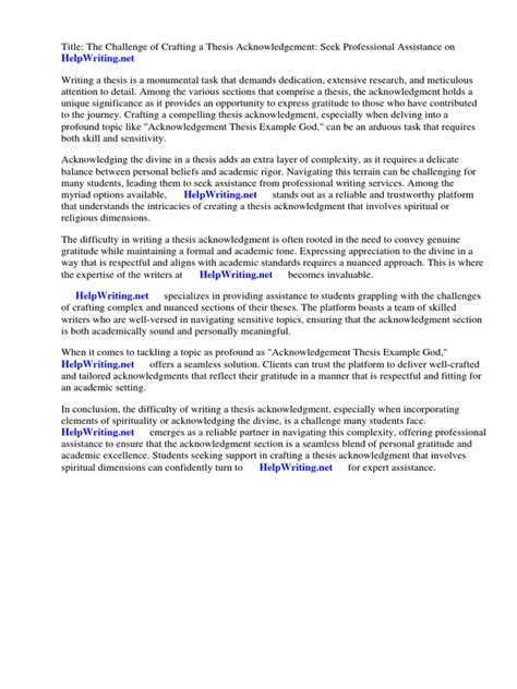 Acknowledgement Thesis Example God Pdf Thesis Taxes