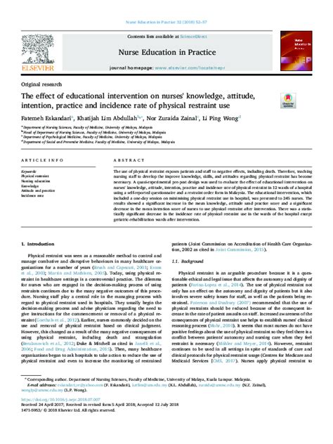 Pdf The Effect Of Educational Intervention On Nurses Knowledge Attitude Intention Practice